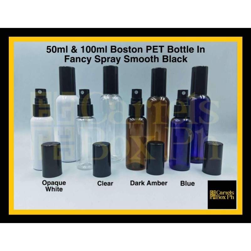 50mp and 100ml Boston with Fancy Spray Smooth Cap Black | Shopee ...