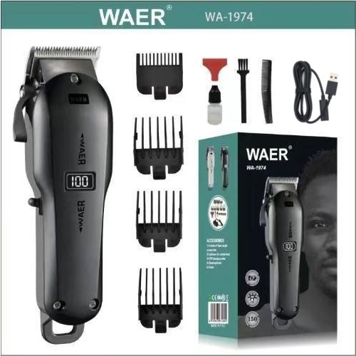 WAER Professional Hair Clipper Electric Haircut Tool Rechargeable Hair Beard Trimmer Powerful ...