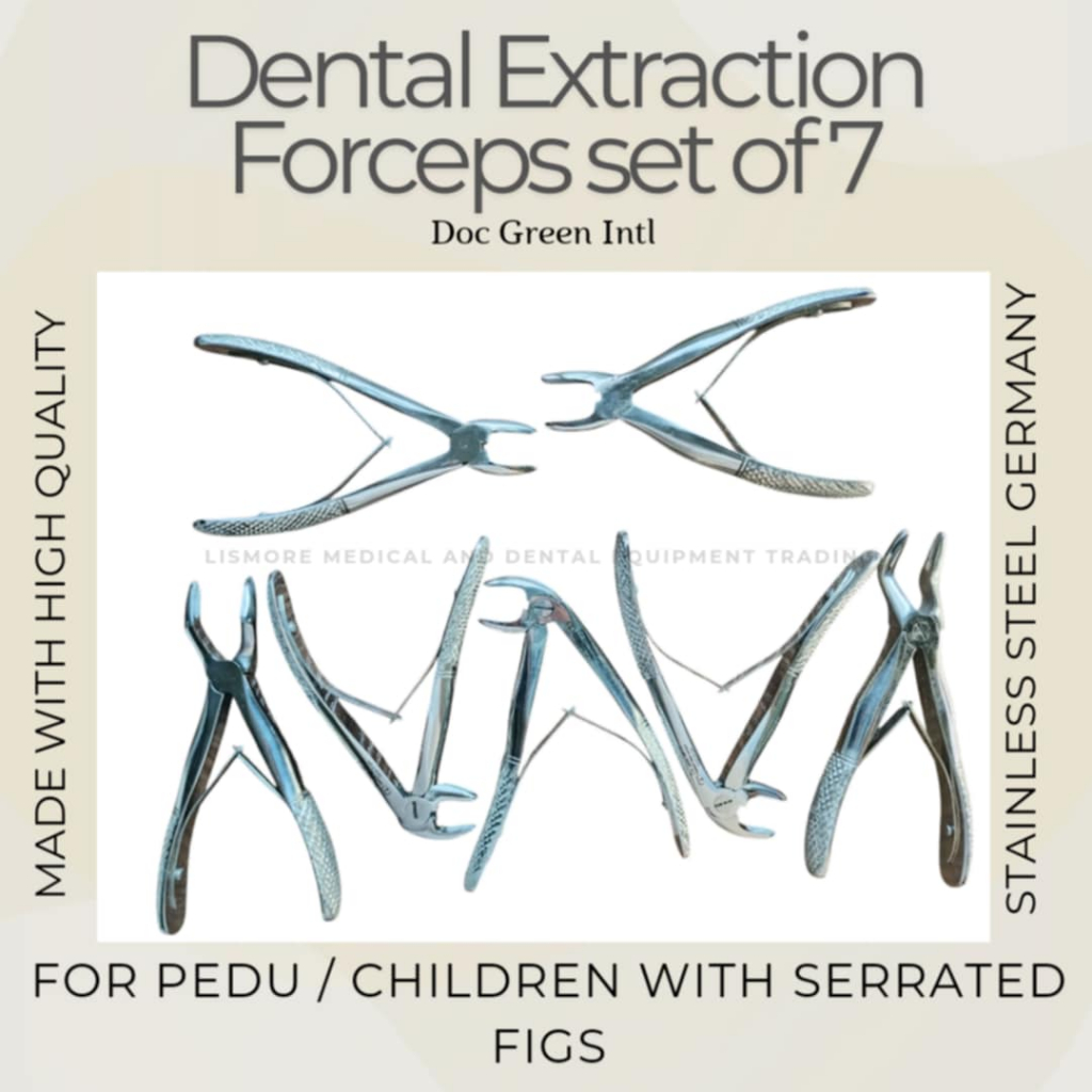 Dental Extraction Forcep set of 7 for Pedu/ children with Serrated Figs ...