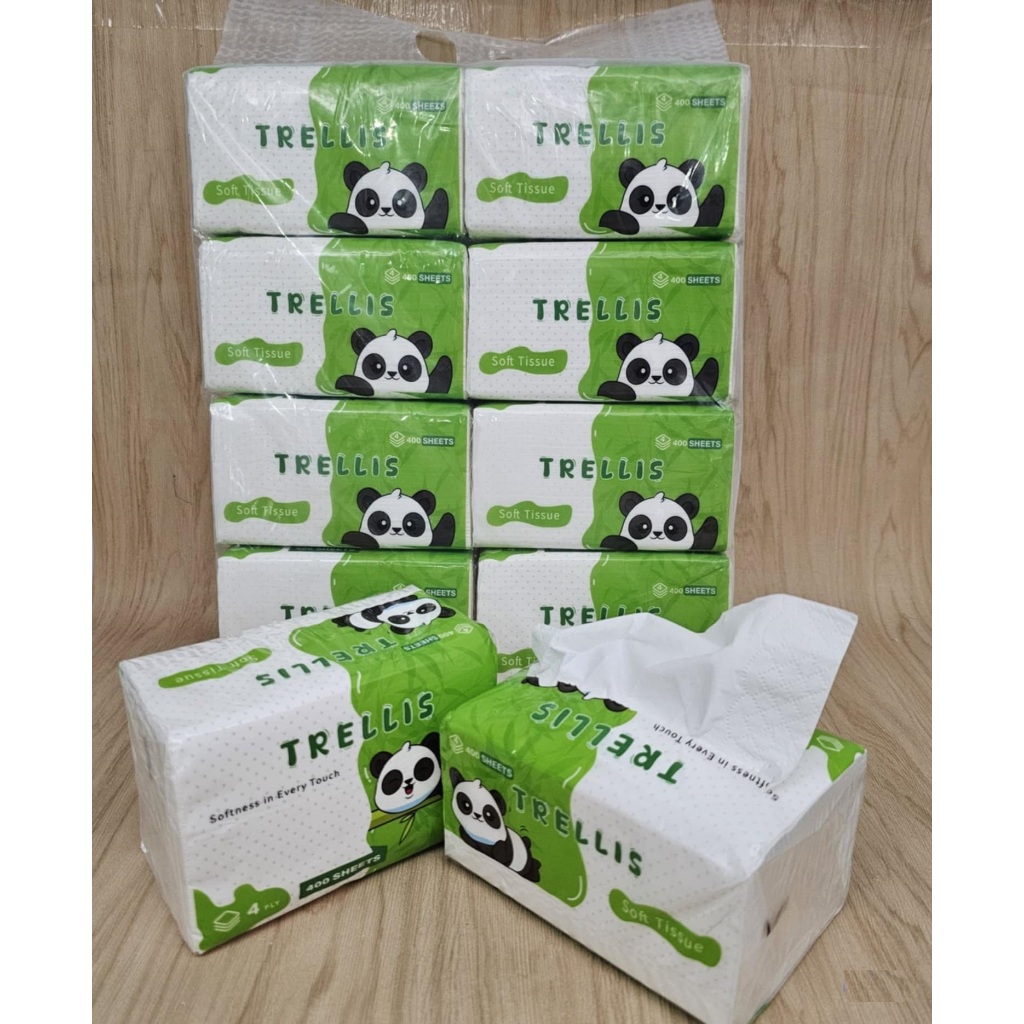 Trellis Soft Tissue 400 Sheets, 4ply Thick, Interfolded Facial Tissue ...