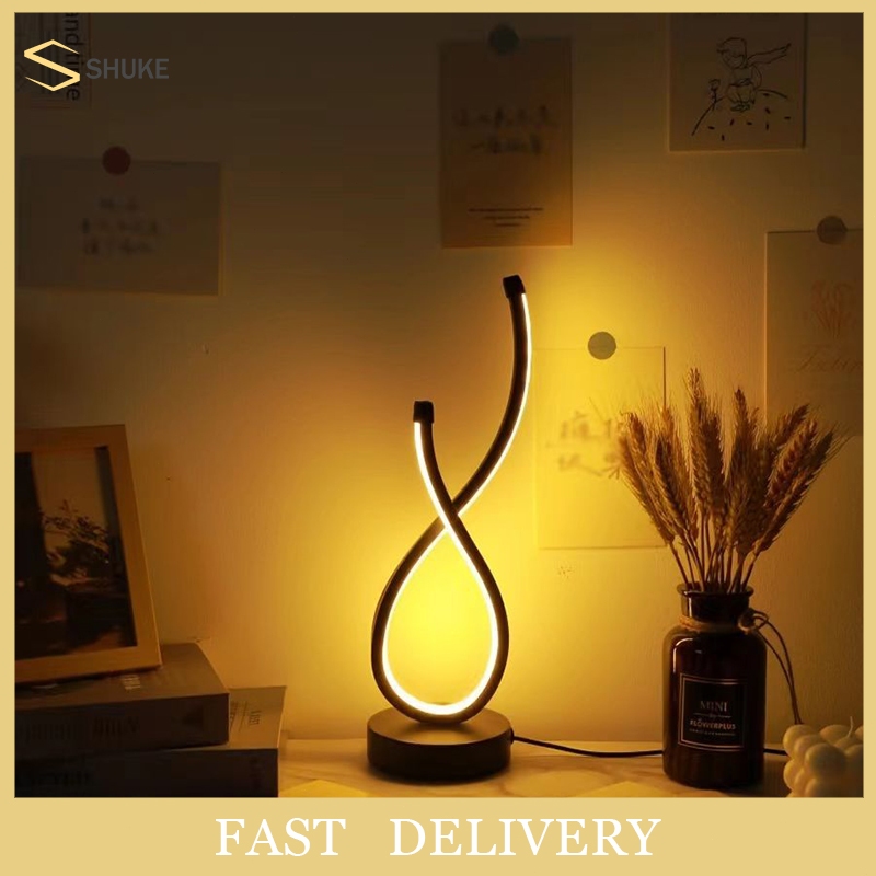 Modern minimalist desk lamp, LED lamp, metal desk lamp, bedroom bedside ...