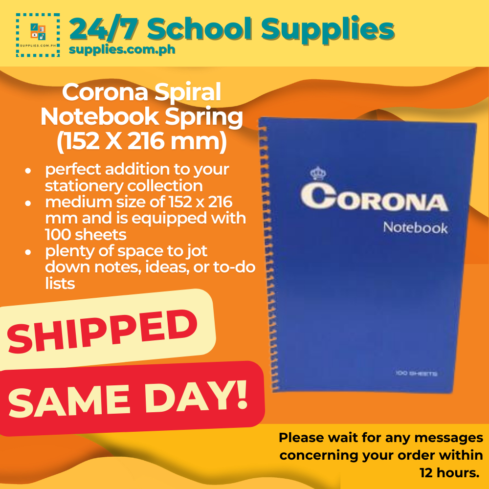 Corona Spiral Notebook Spring 152 X 216Mm - Blue 100 Sheets C-5100 ...