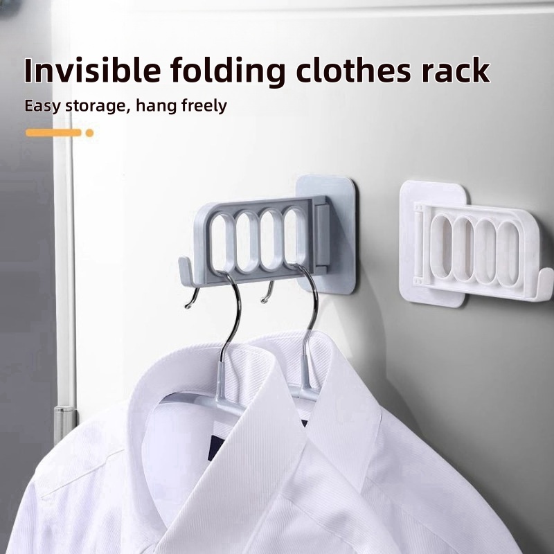 Creative pasteable foldable four-hole bathroom towel rack wall-mounted ...