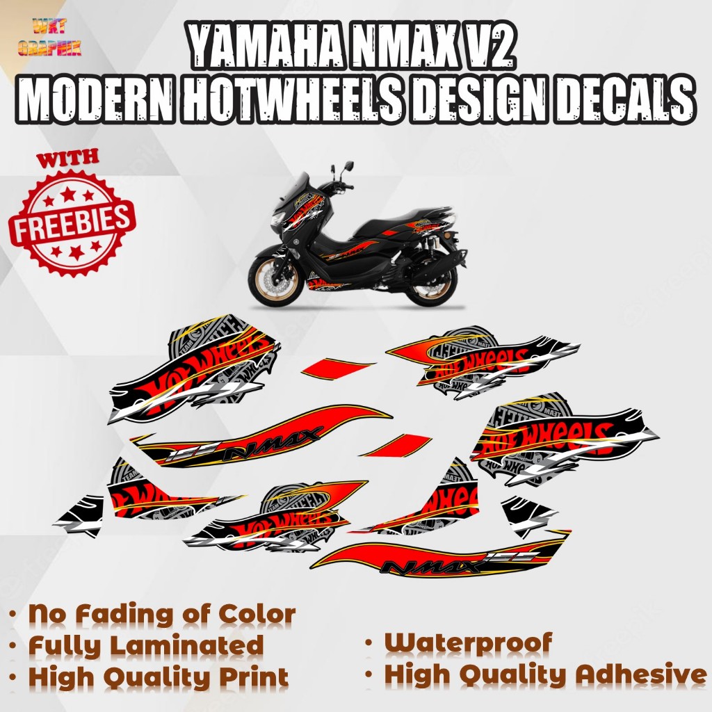 YAMAHA NMAX V2 MODERN HOTWHEELS DESIGN DECALS (WATERPROOF, LAMINATED ...