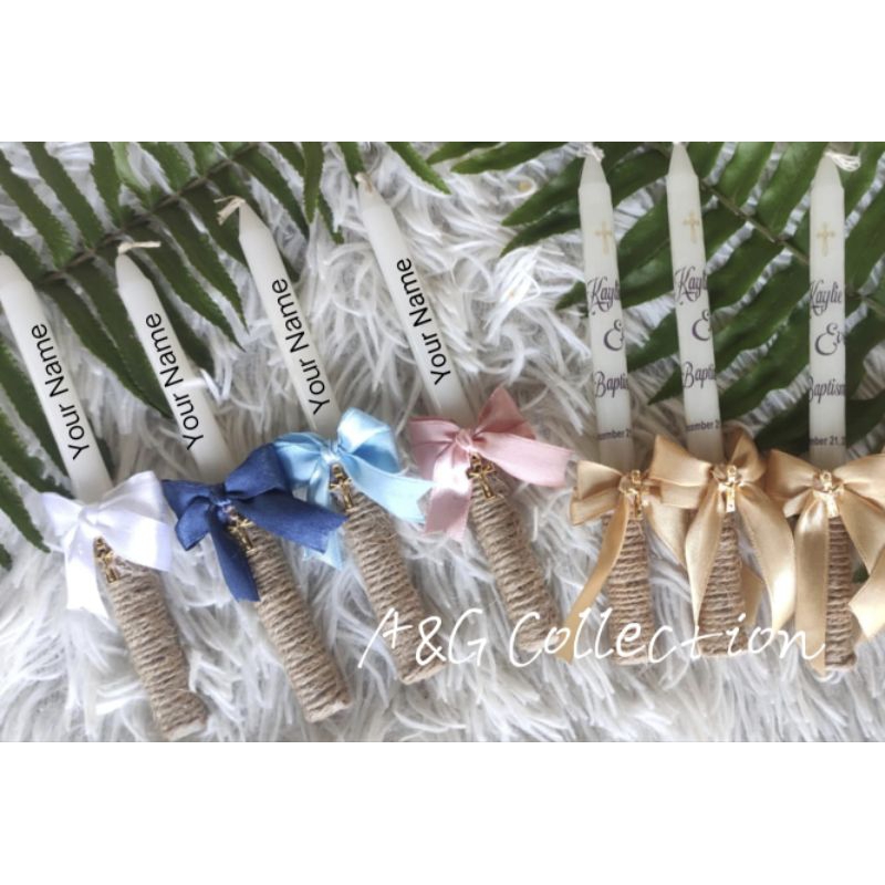 Baptismal Candle with abaca ribbon | Shopee Philippines