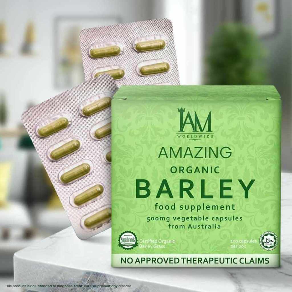 IAM AMAZING PURE ORGANIC BARLEY CAPSULE 100 TABLET PER BOX | Shopee ...
