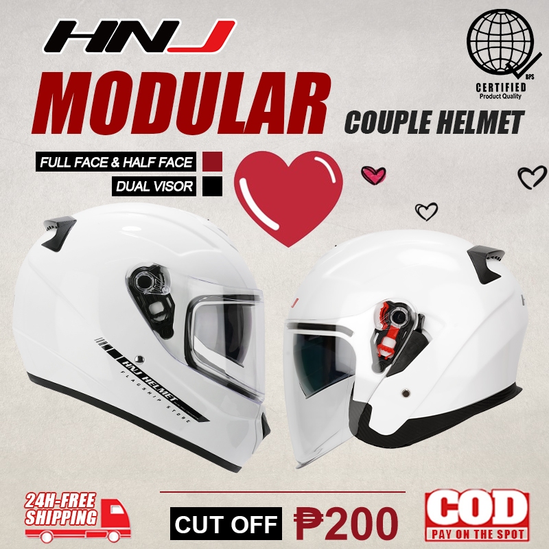 HNJ full face and half face helmet dual visor couple helmet buy 1 take ...