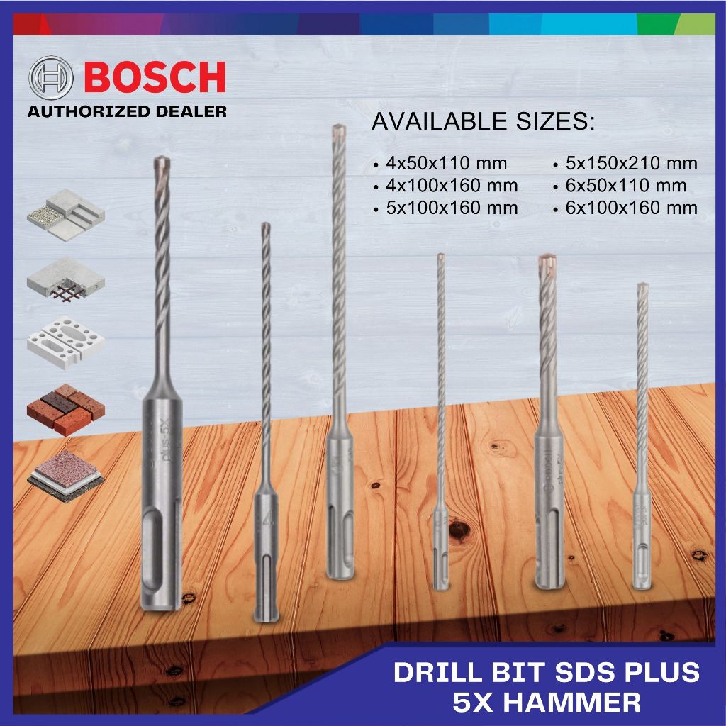 Bosch Drill Bit SDS Plus 5X Hammer Accessories Masonry (Available Size ...