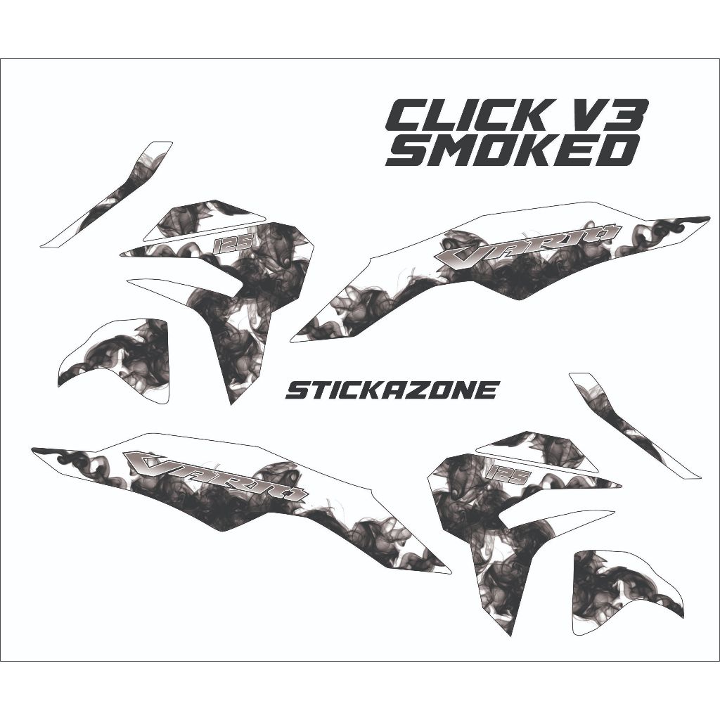 HONDA CLICK V3 STOCK CUSTOM STICKER DECALS - SMOKE DESIGN | Shopee ...