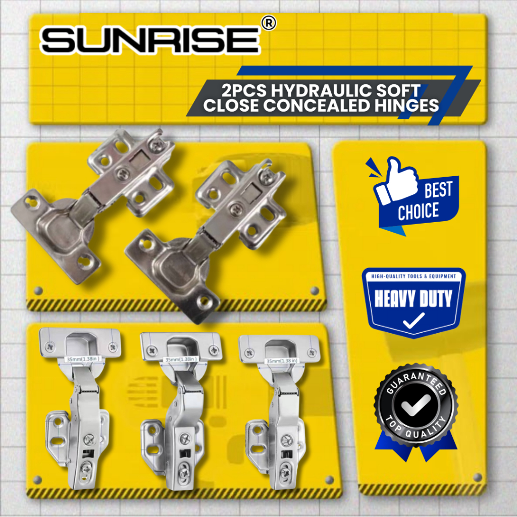 sunrise 2pcs Hydraulic soft close Concealed Hinges Regular for Cabinet DIY (one pair )H1,H2H3 ...