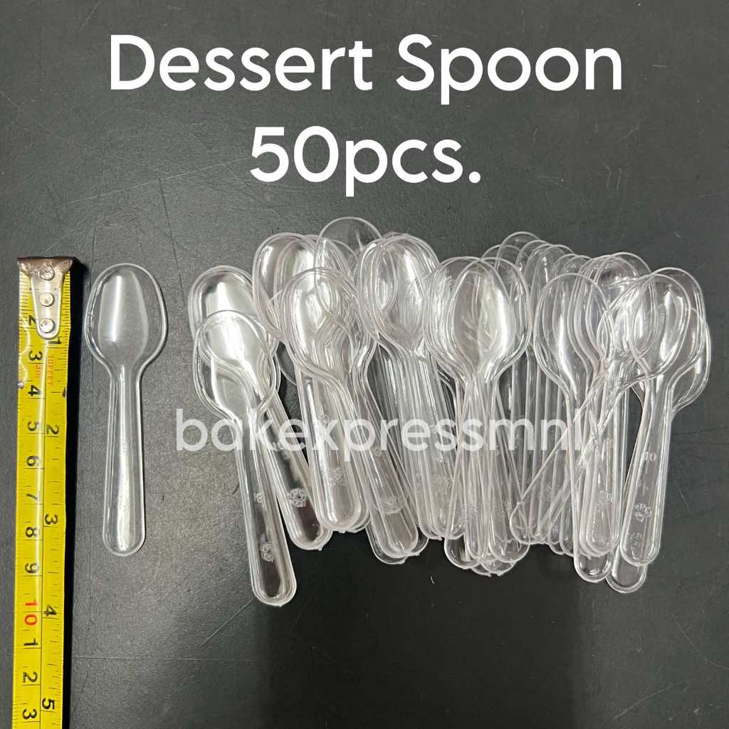 Dessert Spoon 50pcs Mini Clear plastic spoons | Shopee Philippines