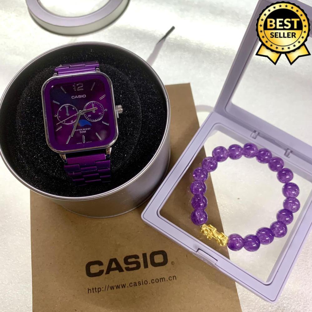 Casio M3D Umbrella 2 Chrono Square Japan Violet Stainless Steel Band ...