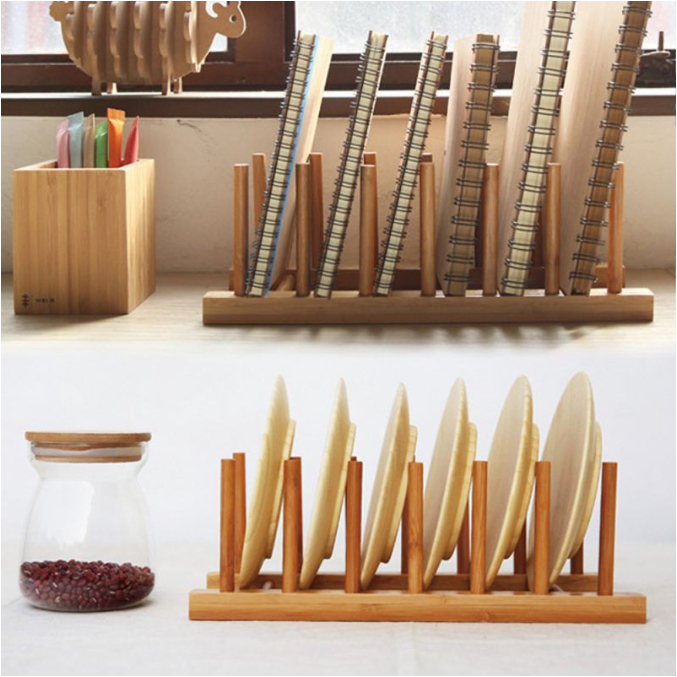 Plate Storage Rack Household Kitchen Bamboo Display Racks Dishes Dishes ...