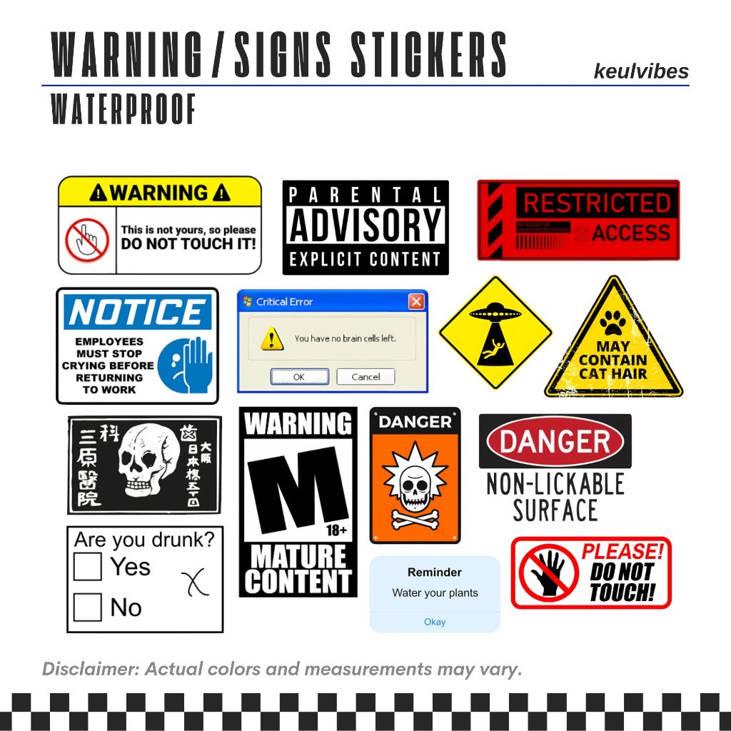 Signs Warning Message Sticker Error computer Vinyl Stickers WATERPROOF ...