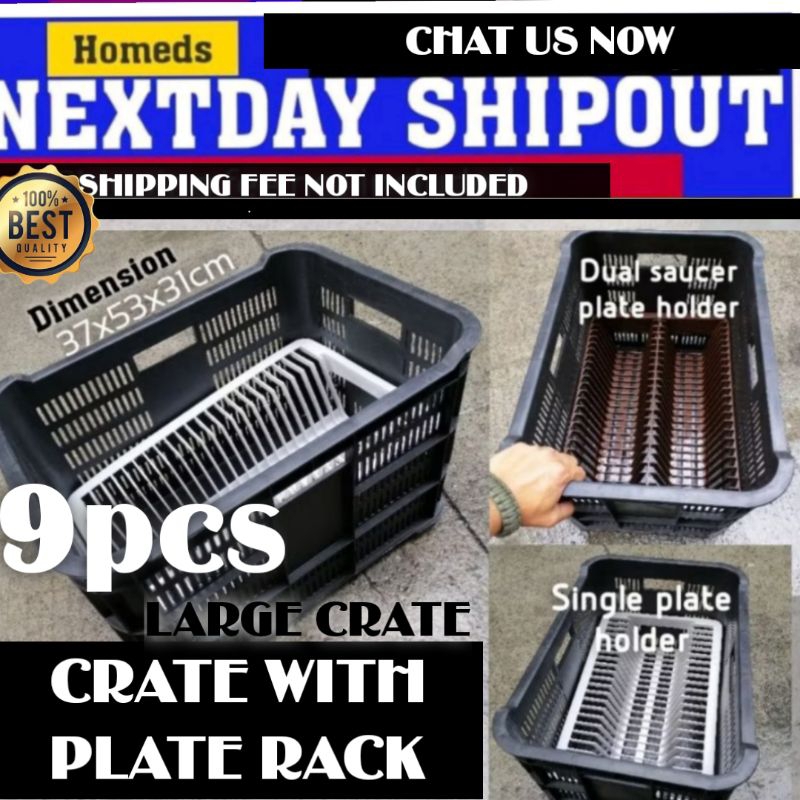 9pcs large black crate with plate rack | Shopee Philippines