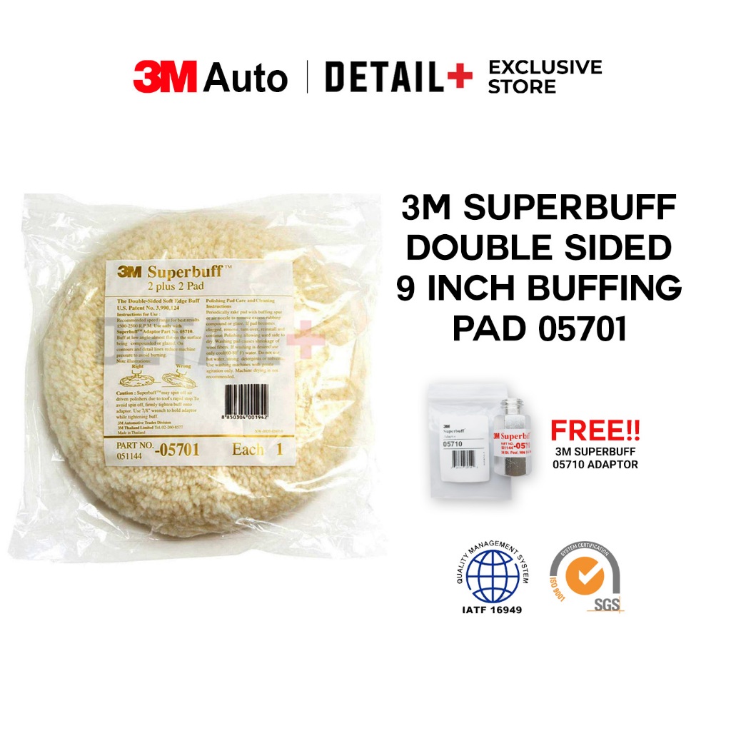 [NO FREE ADAPTOR] 3M SUPERBUFF DOUBLE SIDED 9INCH WOOL BUFFING PAD ...