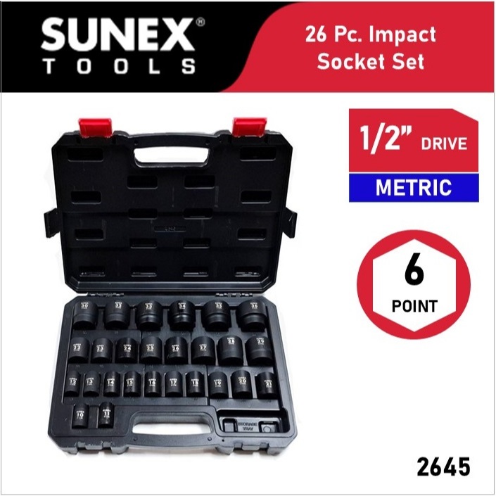 Sunex 26-piece 1/2-inch Drive Metric Impact Socket Set - 2645 | Shopee ...