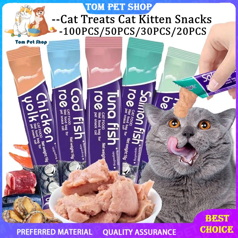 【100PCS/50PCS/30PCS/20PCS】Cat Treats Per Pack Cat Snack Pet Kitten ...