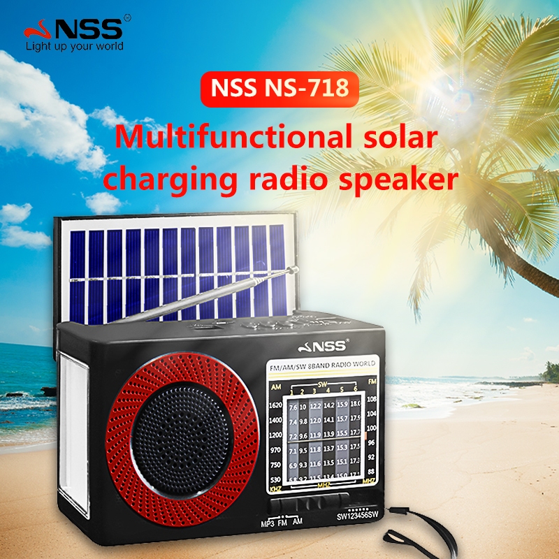 NSS Solar Radio With LED Light Portable Bluetooth Radio AM/FM/SW USB SD ...