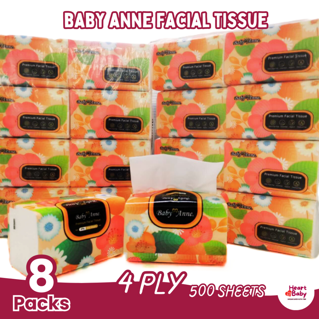 Heartbaby Baby Anne 8 Packs Flower Facial Tissue Paper 4Ply Interfolded ...