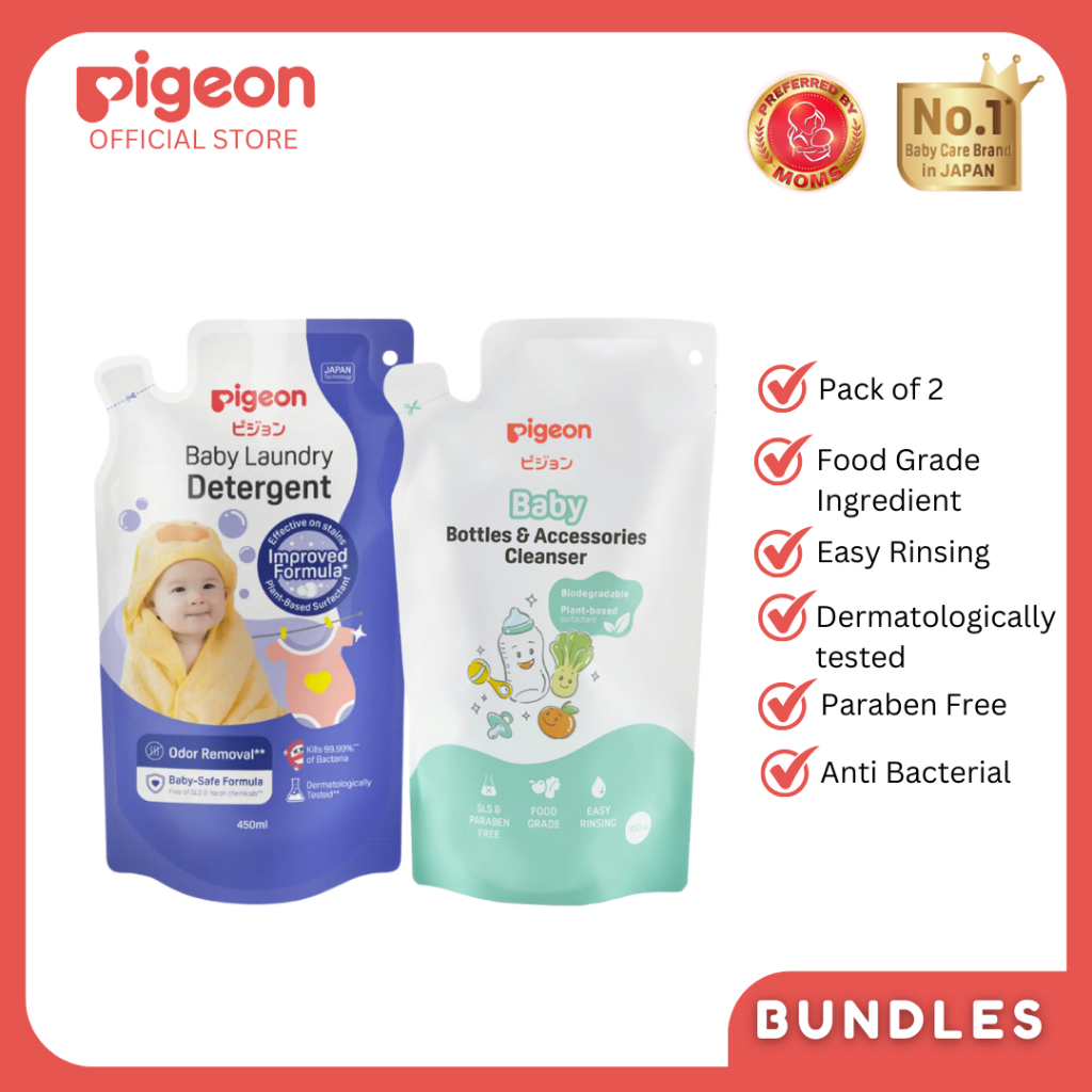 Pigeon Liquid Cleanser Detergent Bundle - Safe for babies, Easy Rinsing ...