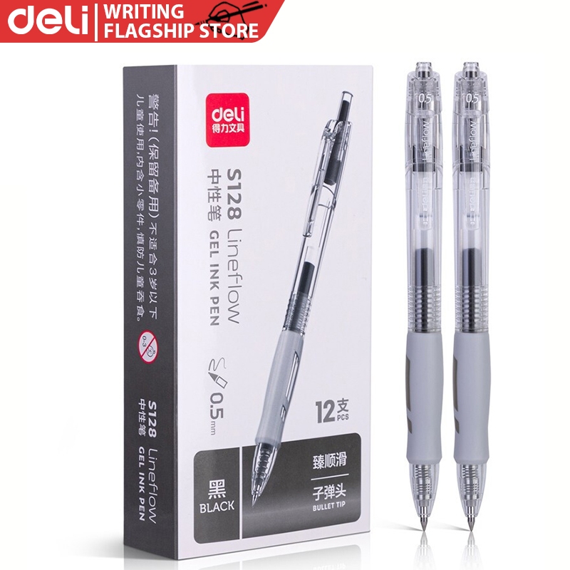 Deli Smooth 0.5mm Press Gel Pen Office School Gel Pen Black | Shopee ...