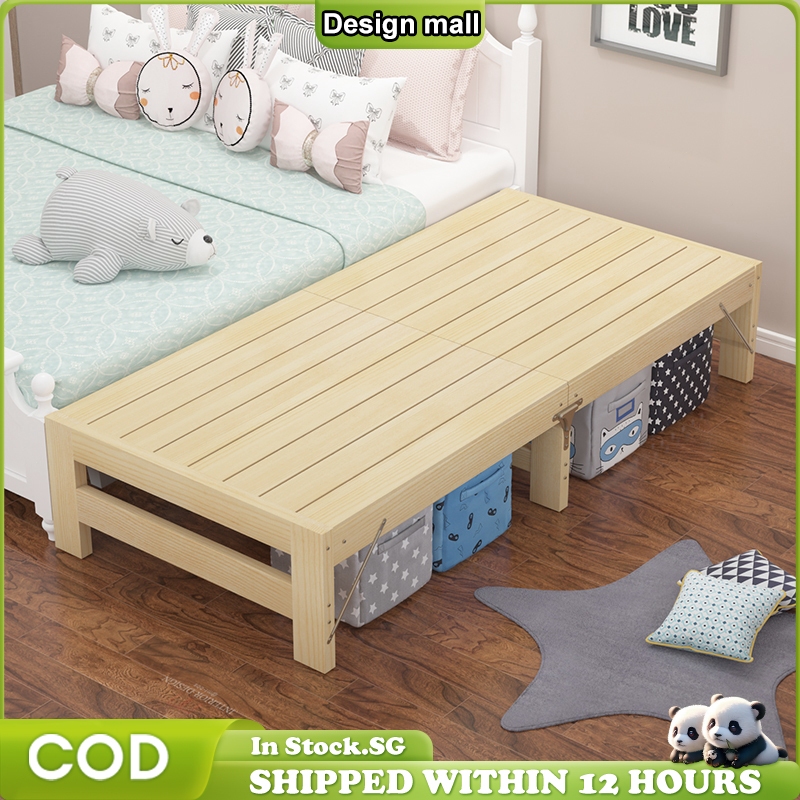 Bed Frame Solid Wood Splicing Bed Foldable Bed Single Bed Seamless ...