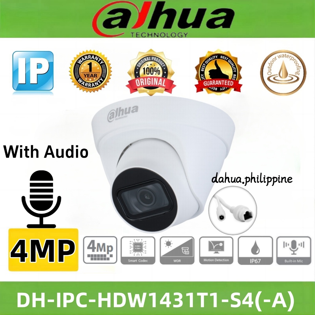 Dahua 4MP Entry IR Fixed-focal Eyeball Netwok Camera With Audio CCTV IP camera IP67 POE CCTV ...