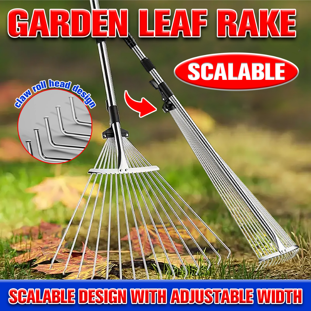 Telescopic Garden Leaf Leaves Rake The expandable telescopic handle ...