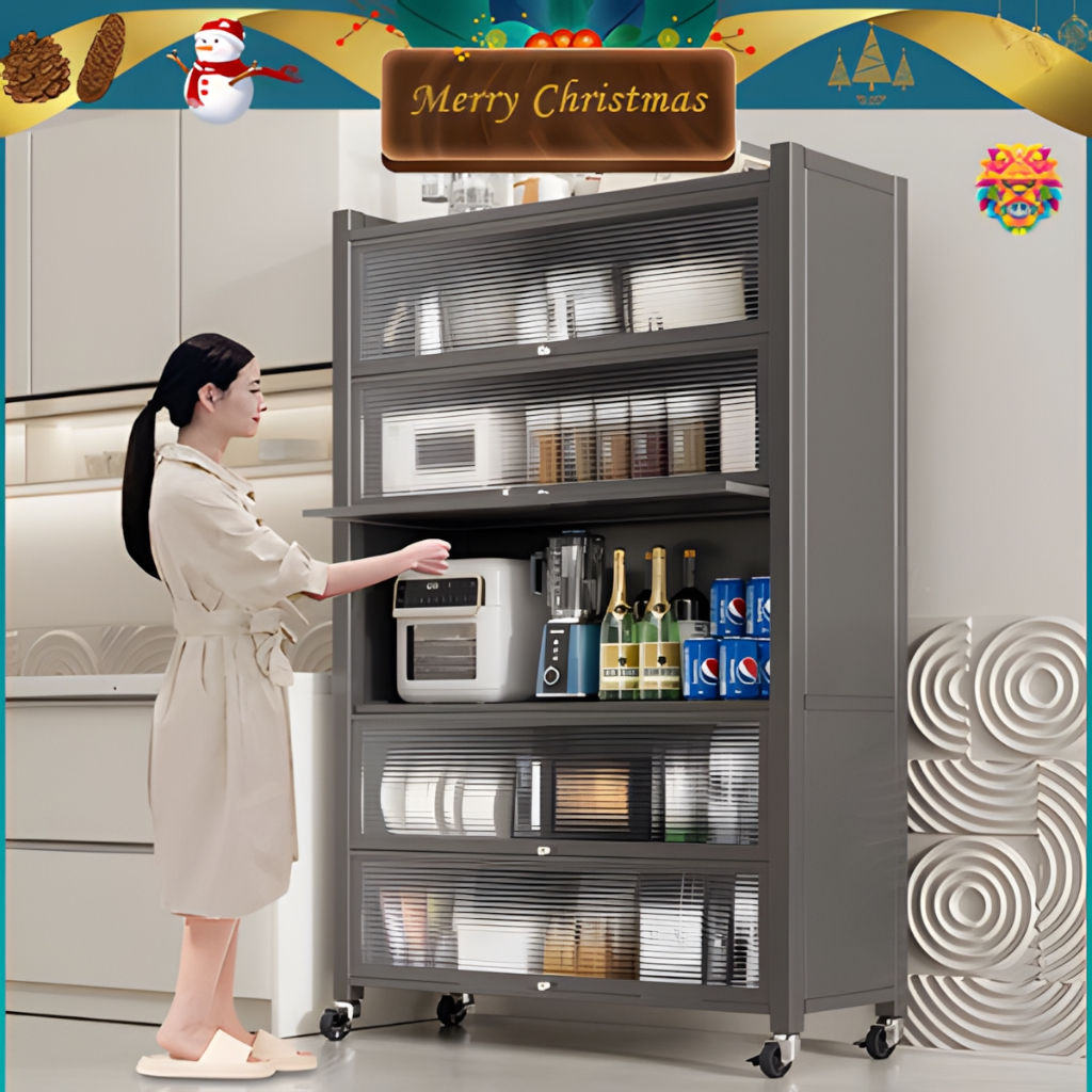 Dish cabinet kitchen organizer Multi-Function Dustproof Storage ...