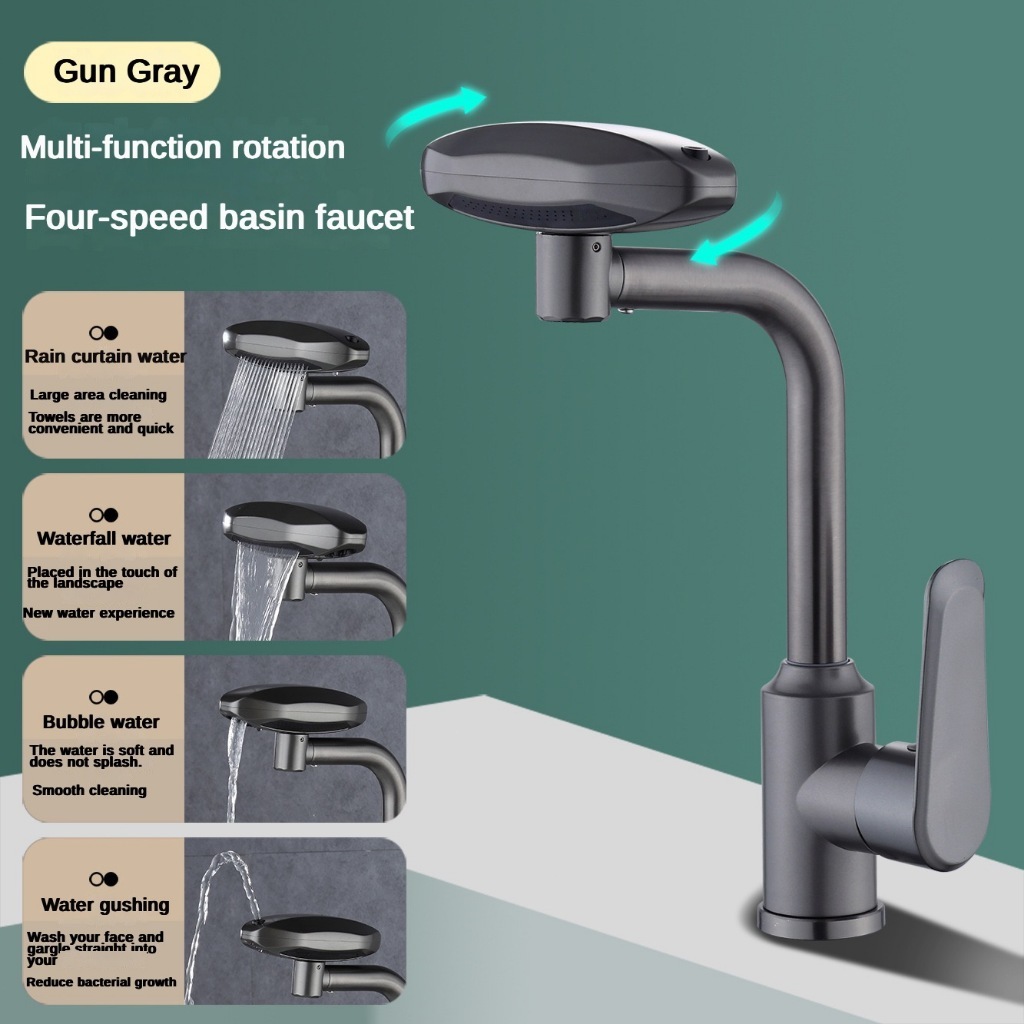 4 In1 Waterfall Faucet 360° Rotation Multi functional Faucet stainless ...