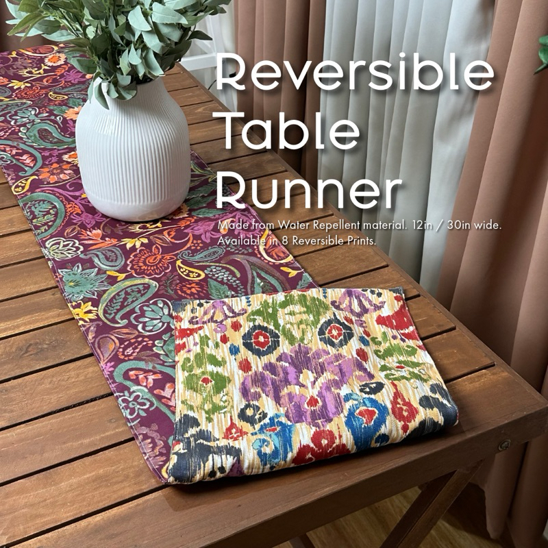 Reversible Canvas Table Runner for Table 6,8,10 seaters | Shopee ...