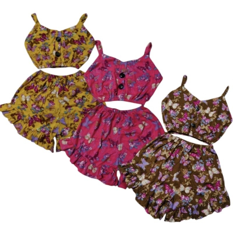 RUFFLED SHORT WITH SHOULDER STRAP CROP TOP FOR KIDS 4-6 YEARS OLD ...