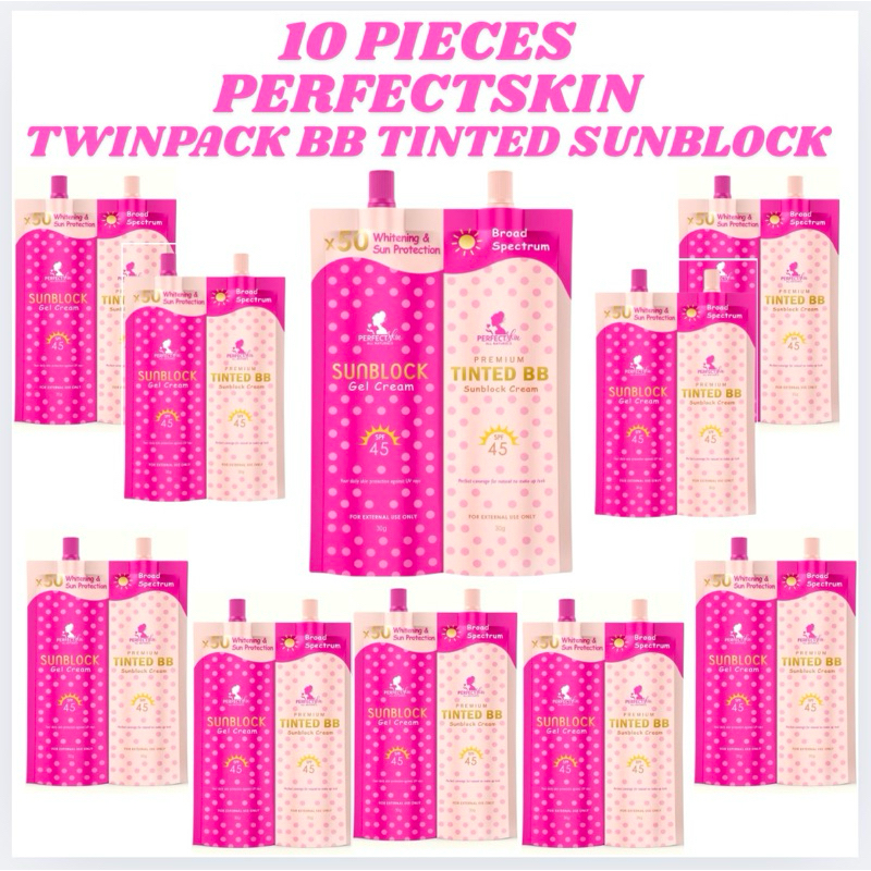 bundle 10 pcs perfect skin sunblock twin pack,aqua poreless,melasma ...
