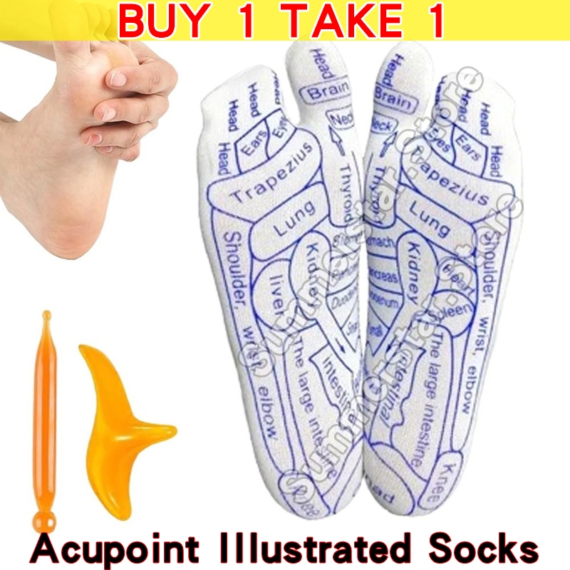 Acupoint Illustrated Socks Gloves Reflexology Socks Gloves with Trigger ...