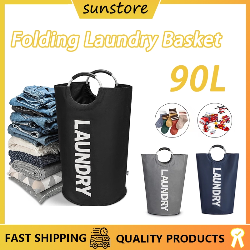 Dirty Clothes Storage Basket 90L Folding Laundry Basket Waterproof ...