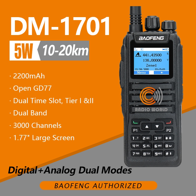 Baofeng DM-1701 DMR Walkie Talkie GD77 Analog Digital Tier 1+2 Dual ...