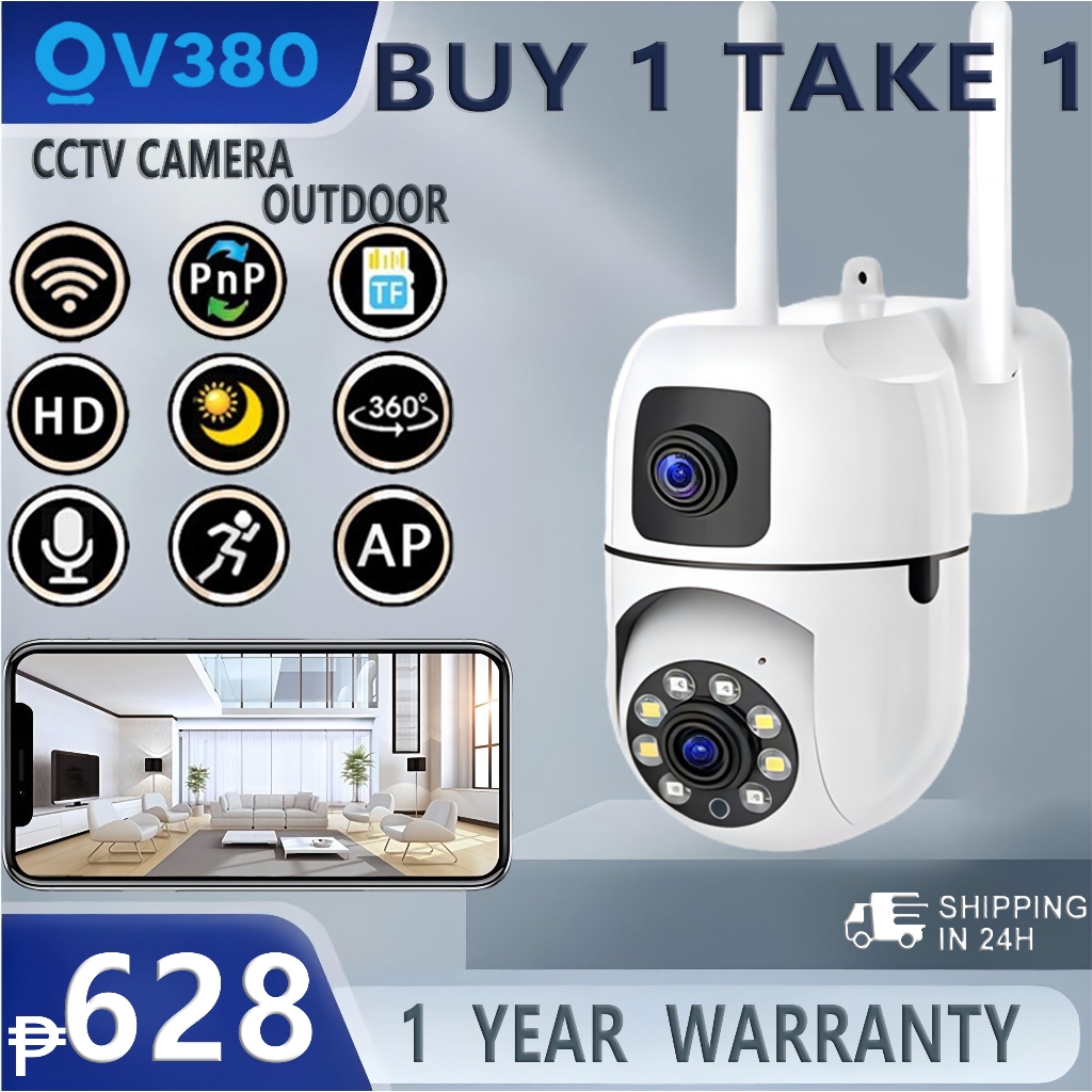 V380 Pro CCTV Camera Dual Lens 360° Panoramic 12MP Outdoor Waterproof ...