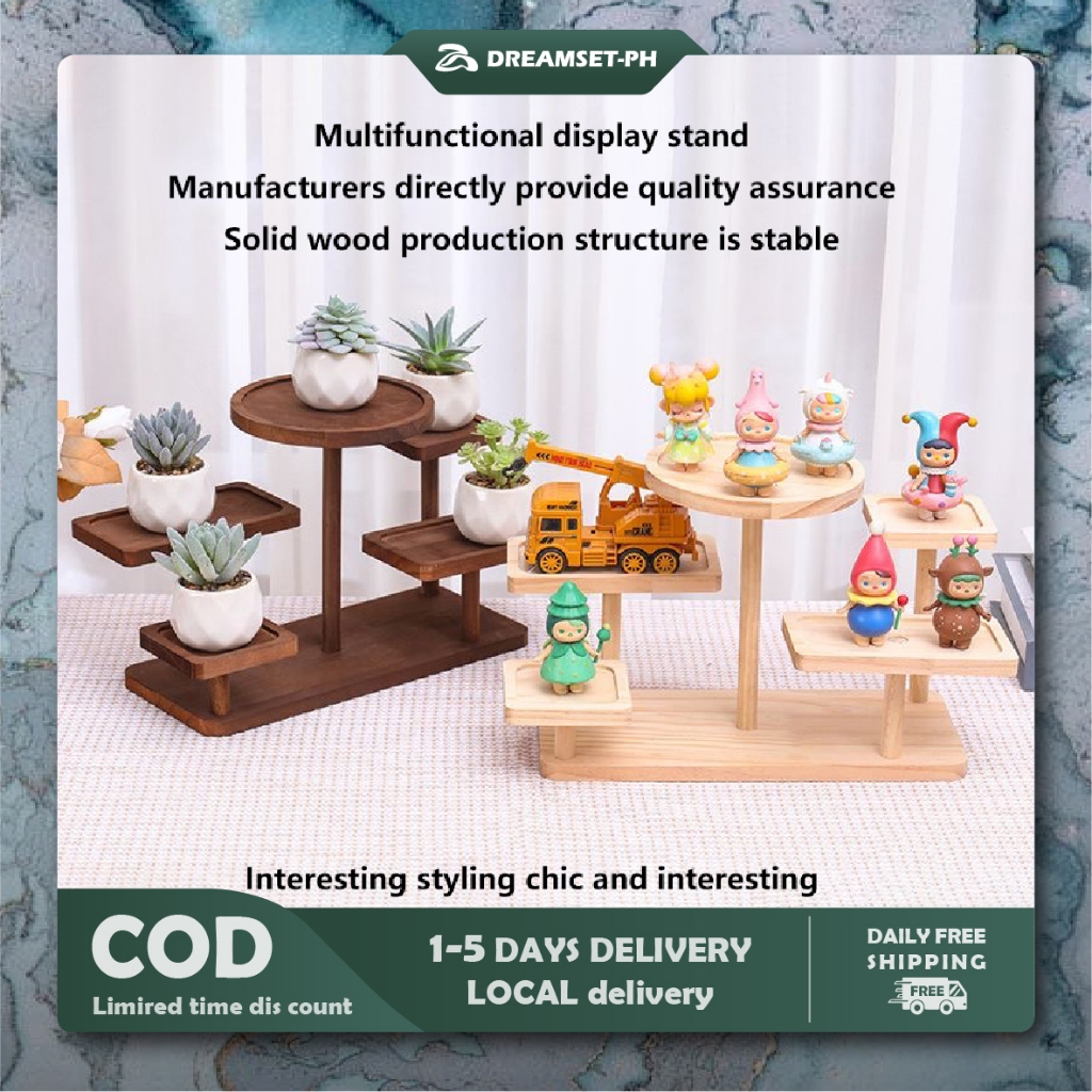 Multi-Layer-role Wood Storage Rack Display Stand Pottery Doll Clay ...