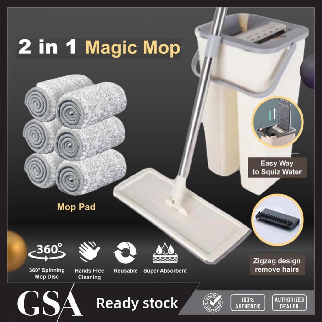 Microfiber Flat Mop Self Wash Squeeze Dry Floor Mop 2in1 360 Spin Mop ...