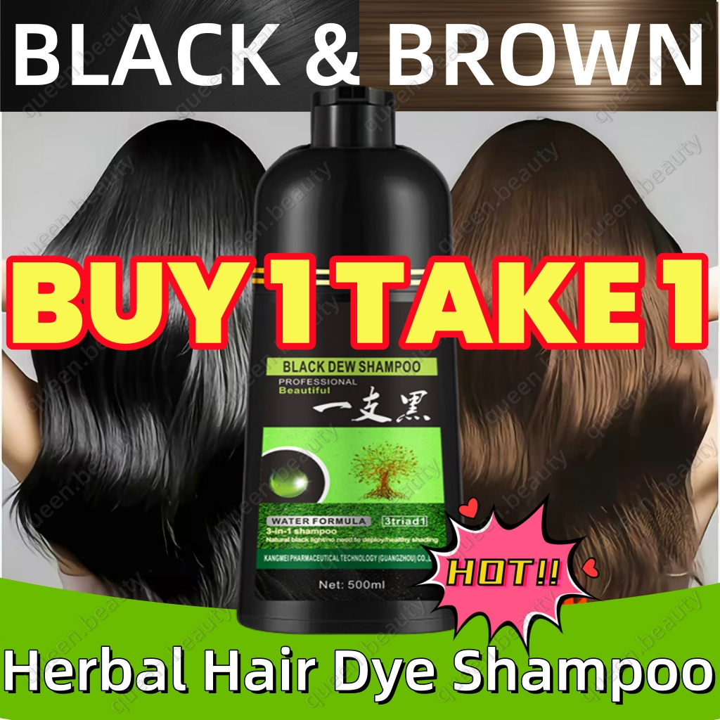 500ML Original Hair Dye Hair Blackening Shampoo White Hair Into Black ...