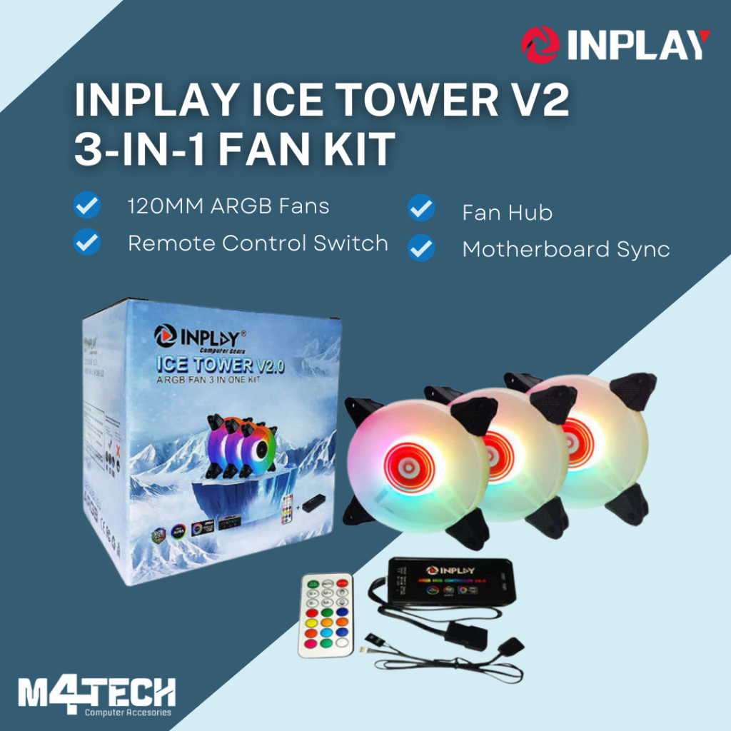 Inplay ICE TOWER V2 3-In-1 Fan Kit | ARGB Dual Sync Mode for Computer ...