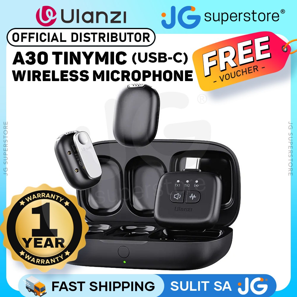 Ulanzi A30 TinyMIc Wireless Microphone 2TX+1RX (USB-C) 2-Person Mic ...