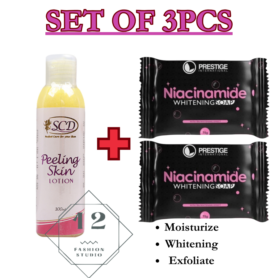 Set of 3 pcs 1Lotion + 2 Soap SCD Peeling Prestige Niacinamide ...