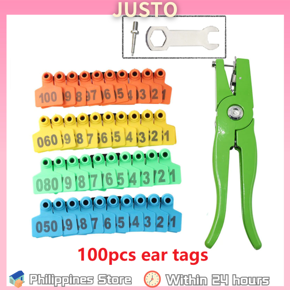 Animal Ear Tag Applicator Plier Number 001-100 Ear Tags Set For Cow ...