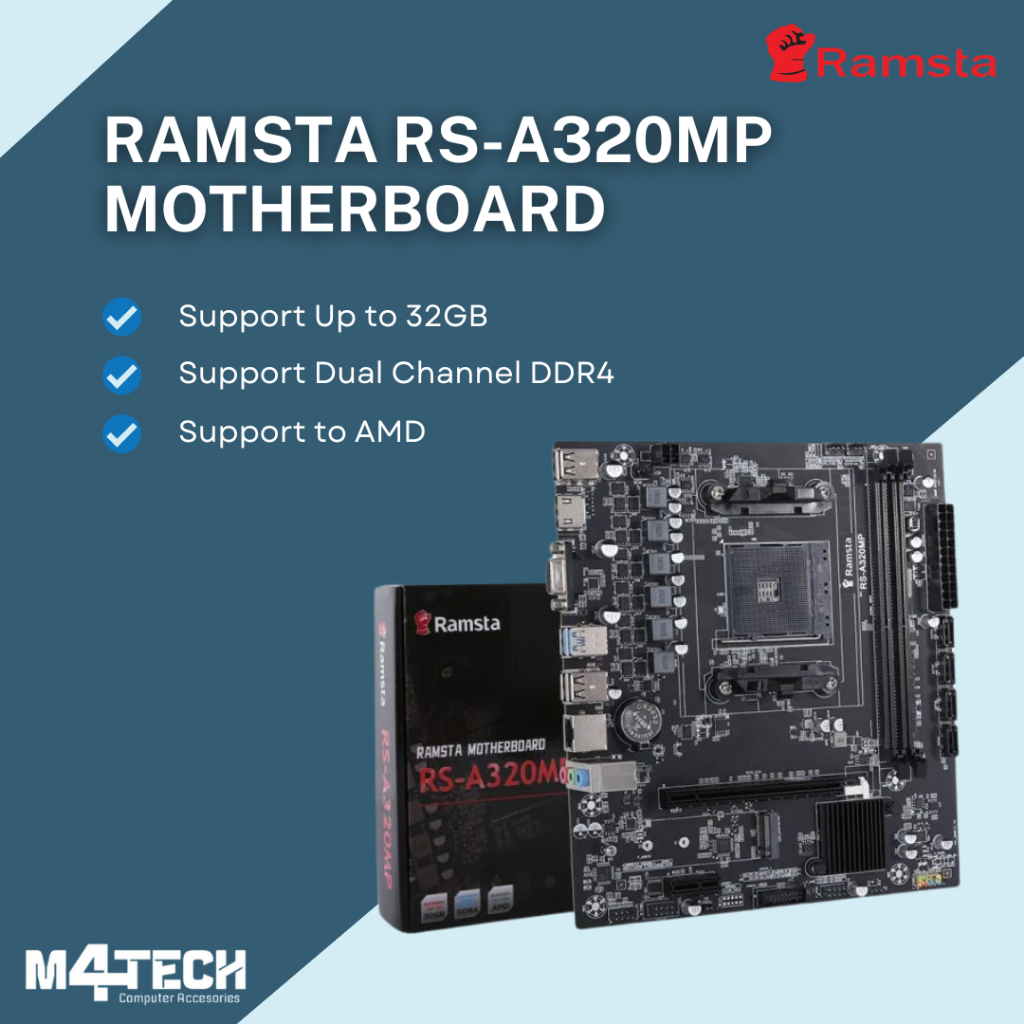 Ramsta RS-A320MP A320M AMD M.2 Socket AM4 Motherboard | Shopee Philippines