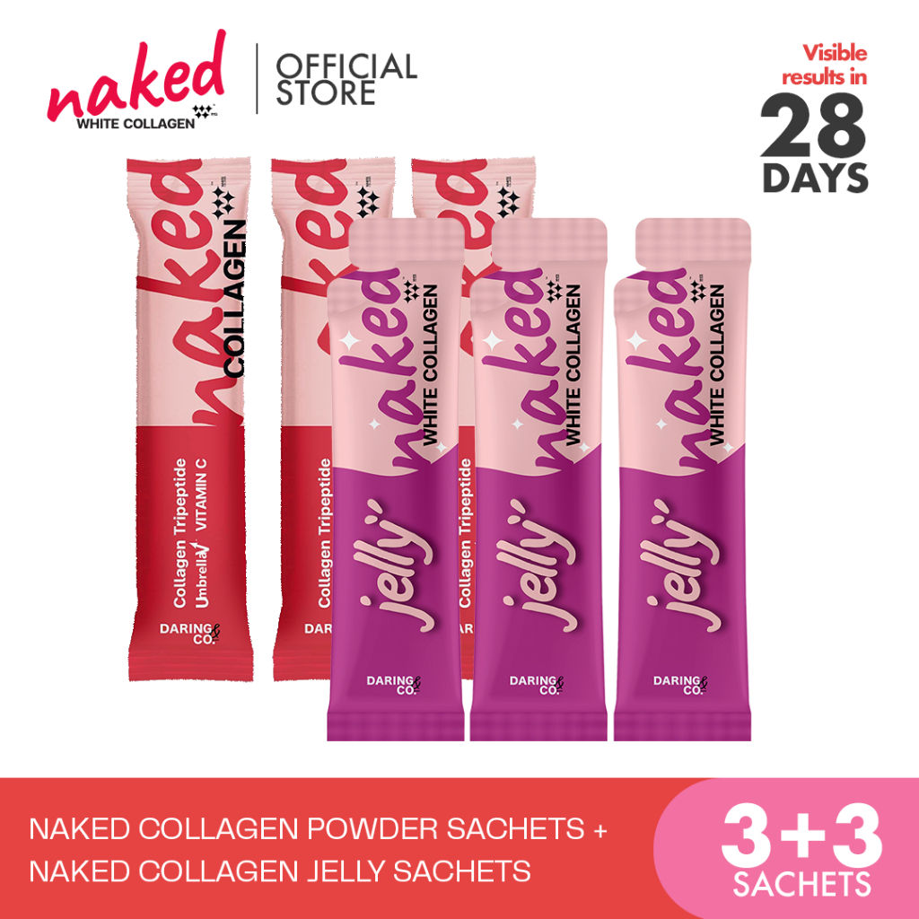 Naked Collagen Jelly Sachet x3 + Naked Collagen Powder x3 [White ...
