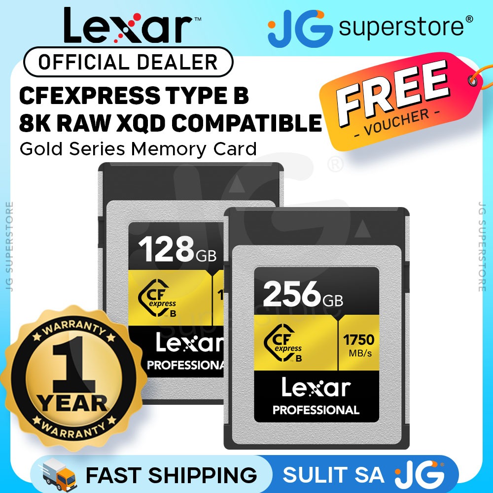 Lexar 256GB 128GB CFexpress Type B Gold Memory Card 8K RAW and XQD Camera Backward Compatible ...