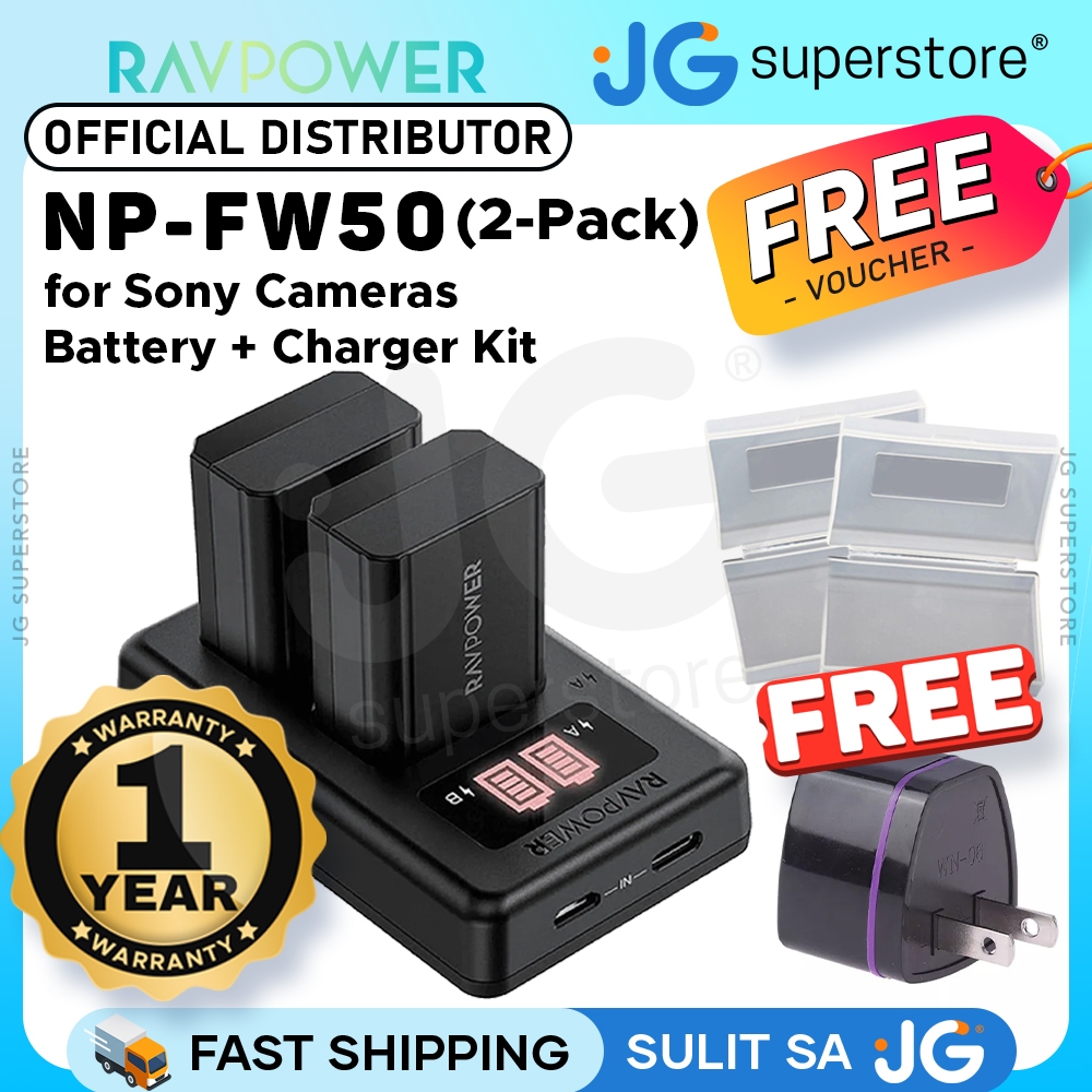 RAVPower (2-Pack) NP-FW50 NPFW50 Battery & Dual Charger for Sony Camera ...