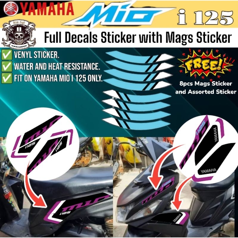 Yamaha Mio i 125 Full Decals Sticker Accessories with Free Mags Sticker ...